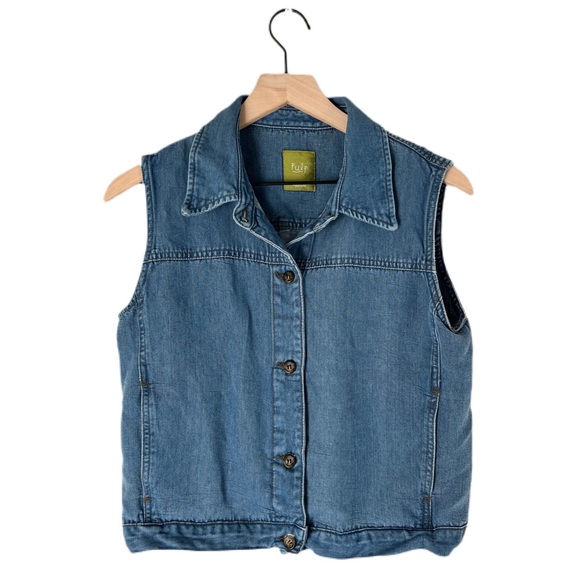 Jackets & Coats | Pulp Chambray Button Up Collared Vest | Poshmark